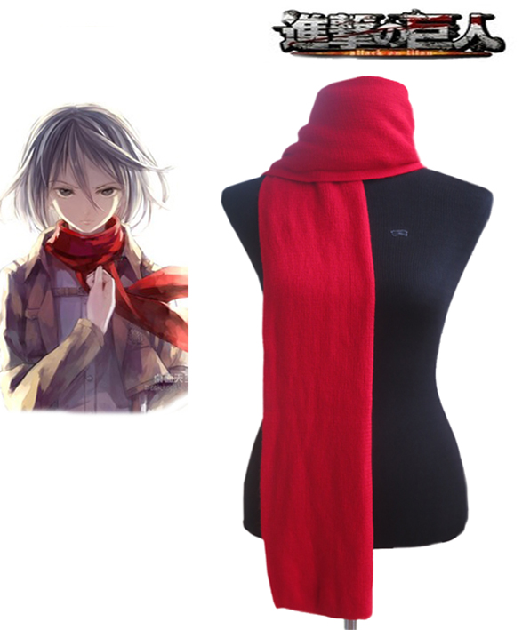 Attack on Titan Mikasa Ackerman Red Cosplay Scarf | cosercosplay.com
