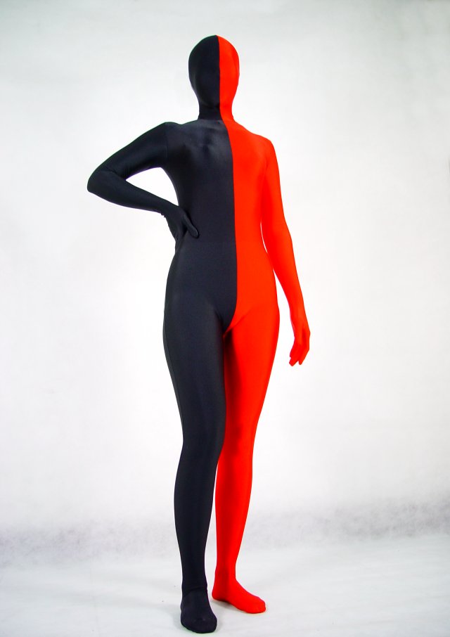 Split Black White Halloween Costume Ideas Zentai | cosercosplay.com