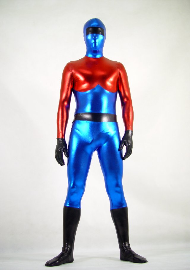 Red Blue Shiny Spandex Full Body Suit Zentai | cosercosplay.com