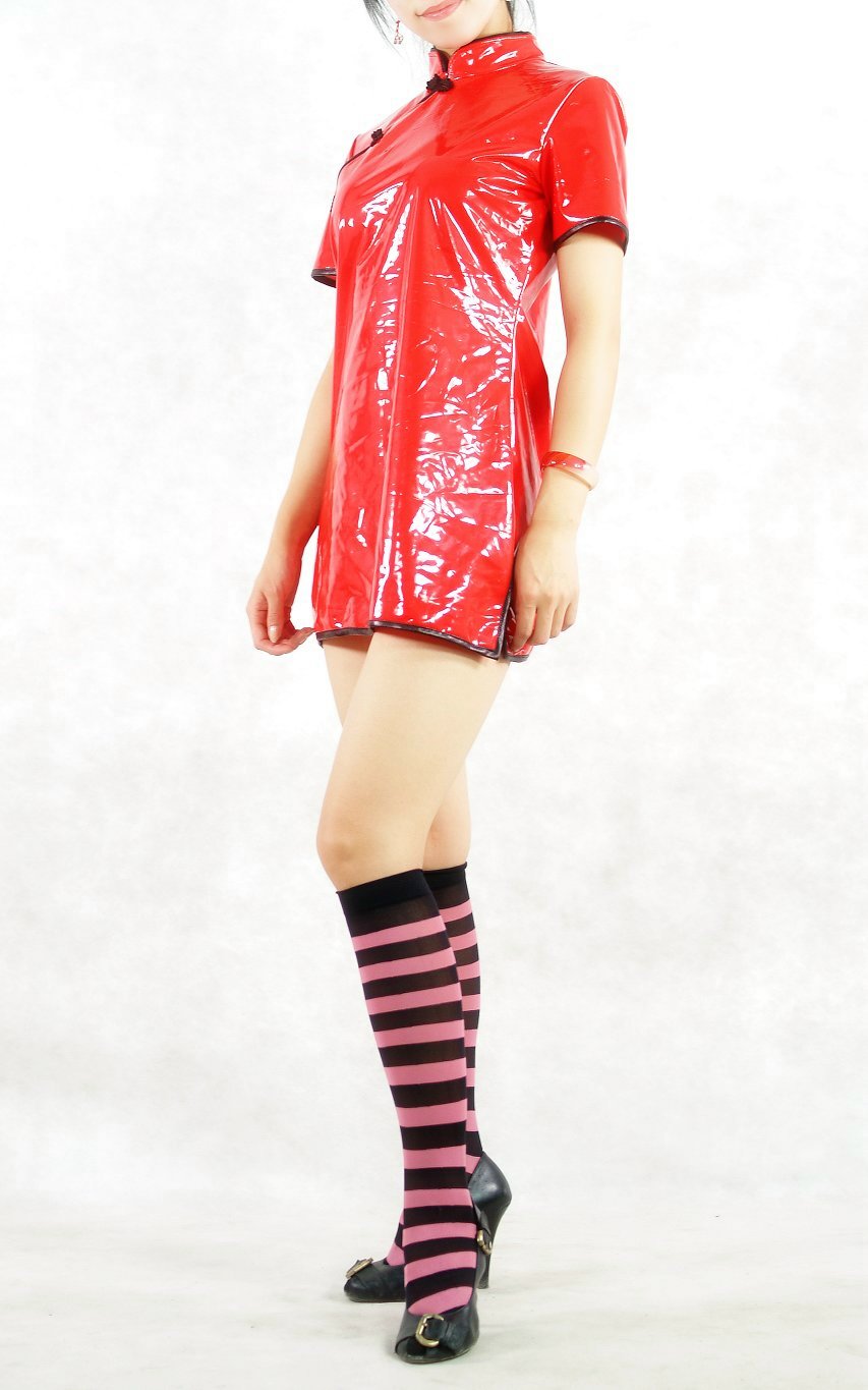 Red Cheongsam PVC Costume Dress | cosercosplay.com